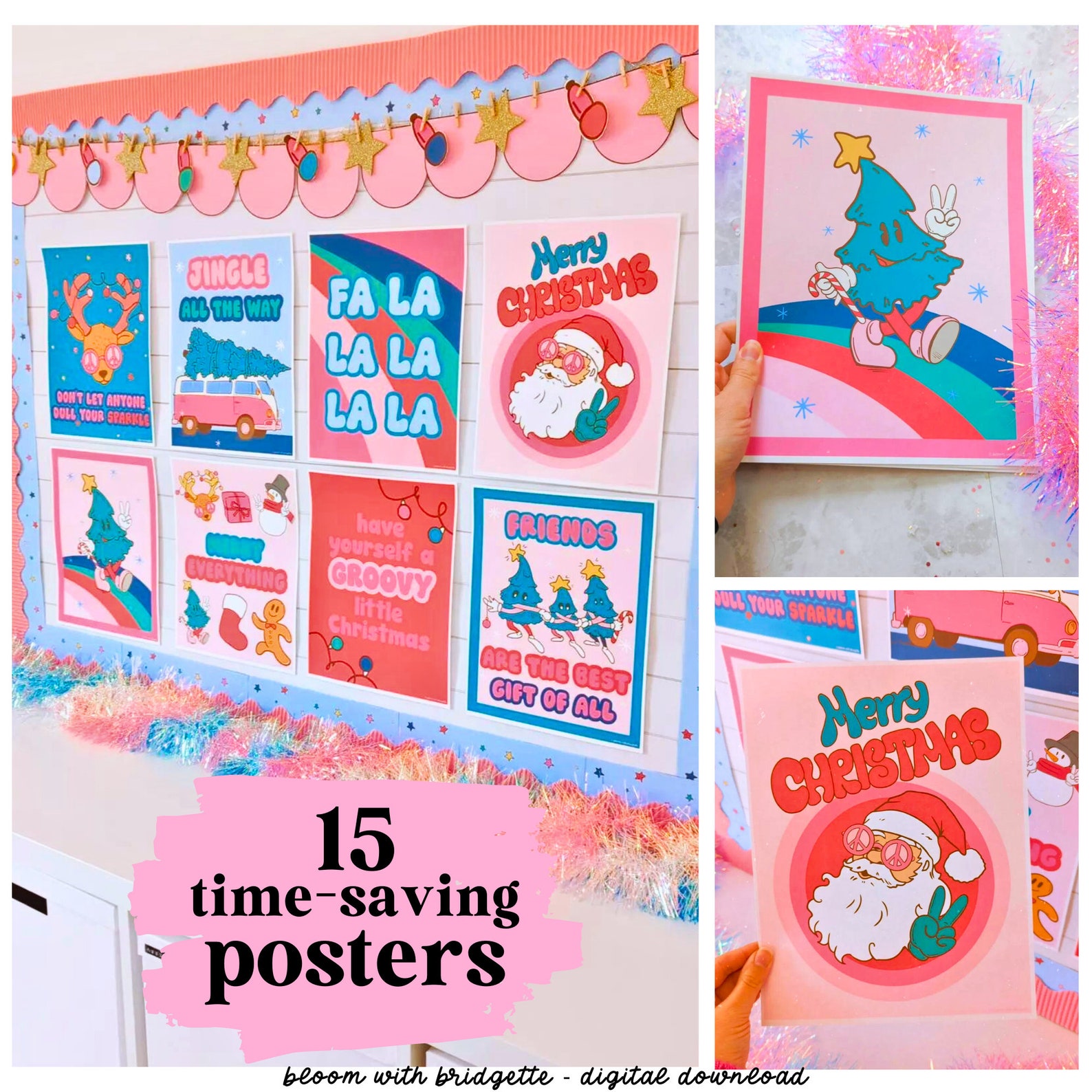 Retro Christmas Classroom Decor Bundle, Winter Bulletin Board ...