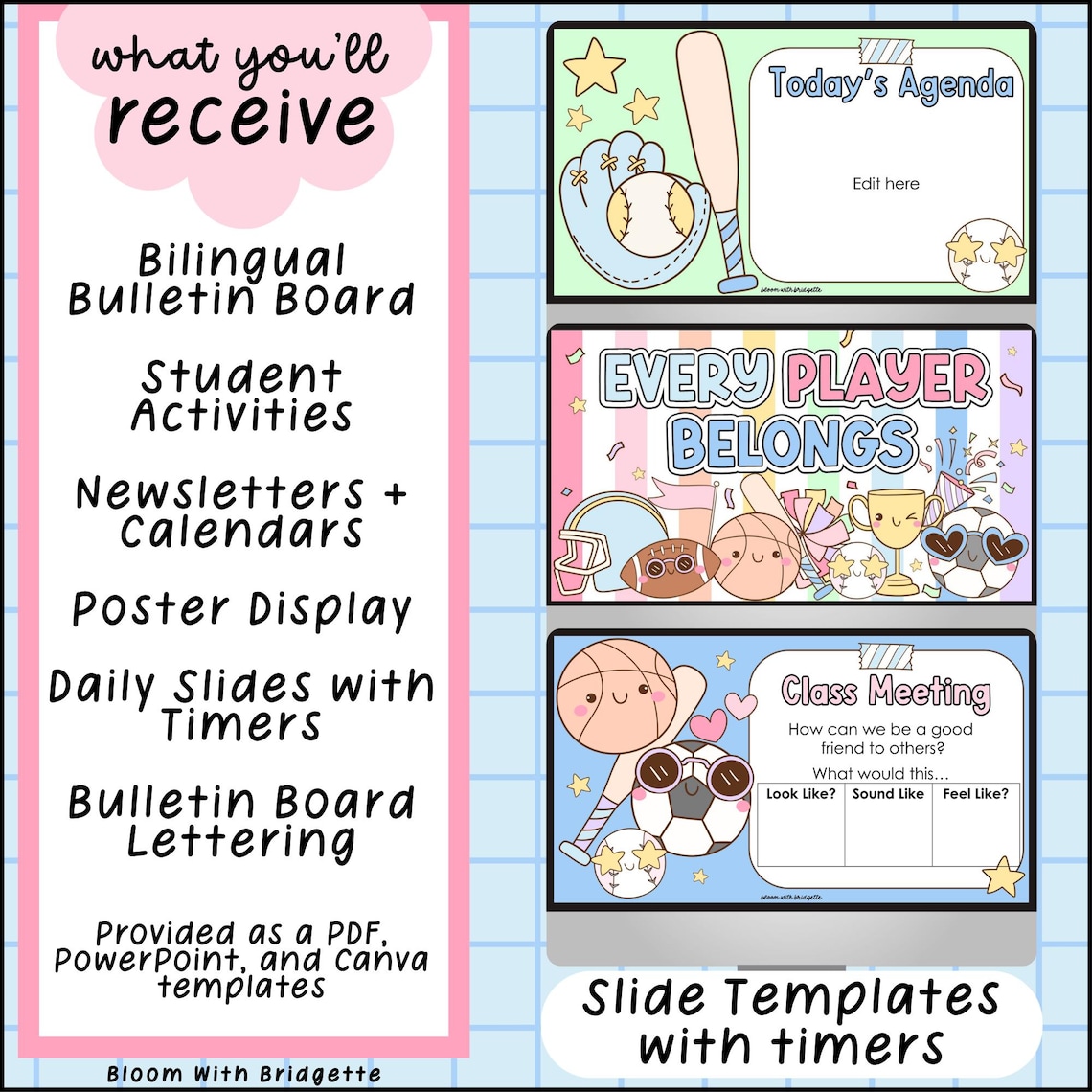 Sports Back to School Classroom Decor Bundle, Bilingual Bulletin Board ...