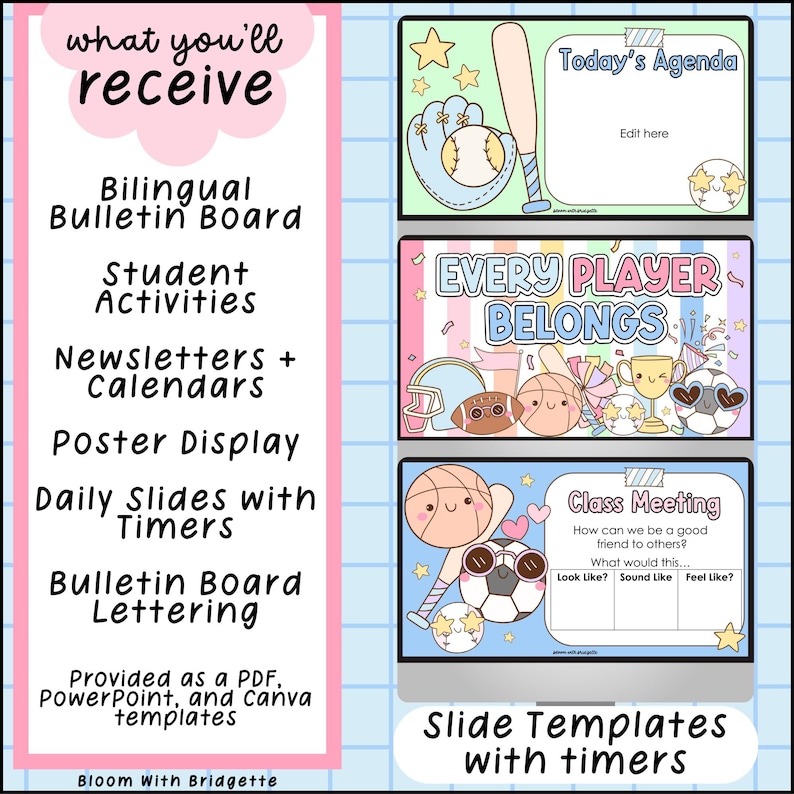 Sports Back to School Classroom Decor Bundle, Bilingual Bulletin Board ...