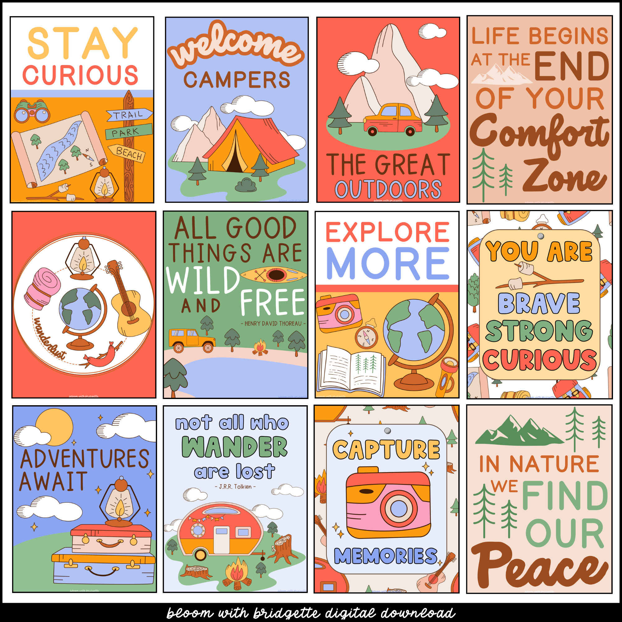 Camping Classroom Poster Display, Colorful Classroom Decorations, Text ...
