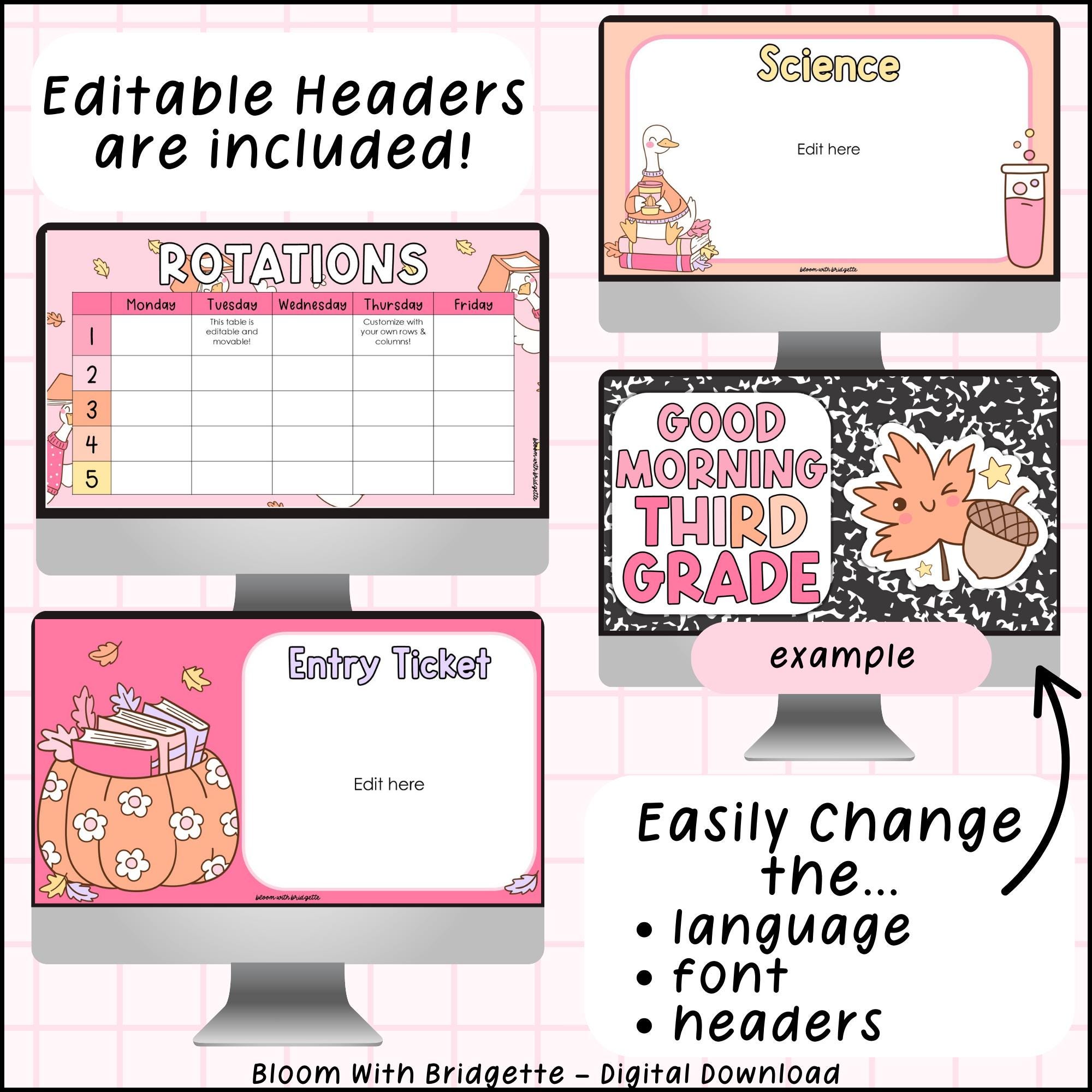 Fall Goose Classroom Slides With Timers | Autumn Teacher Google Slides ...