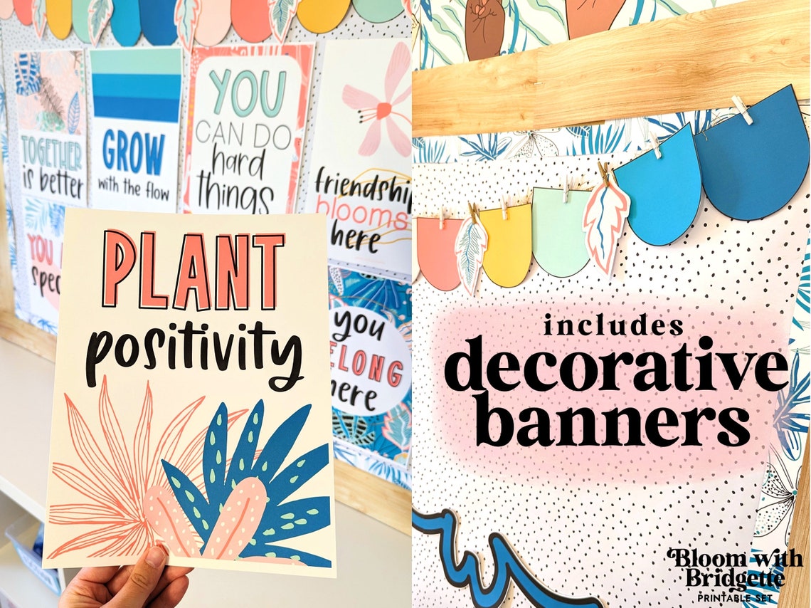 Bright Tropical Classroom Posters Back to School Bulletin - Etsy