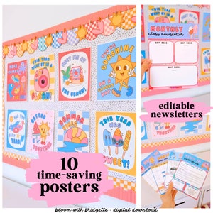 Retro Summer Classroom Decor Bundle, Bulletin Board, Posters, Classroom ...