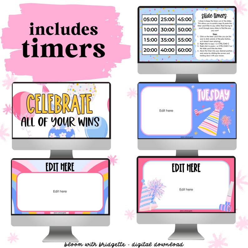 New Year Google Slides and Powerpoint Templates With Timers, EDITABLE ...