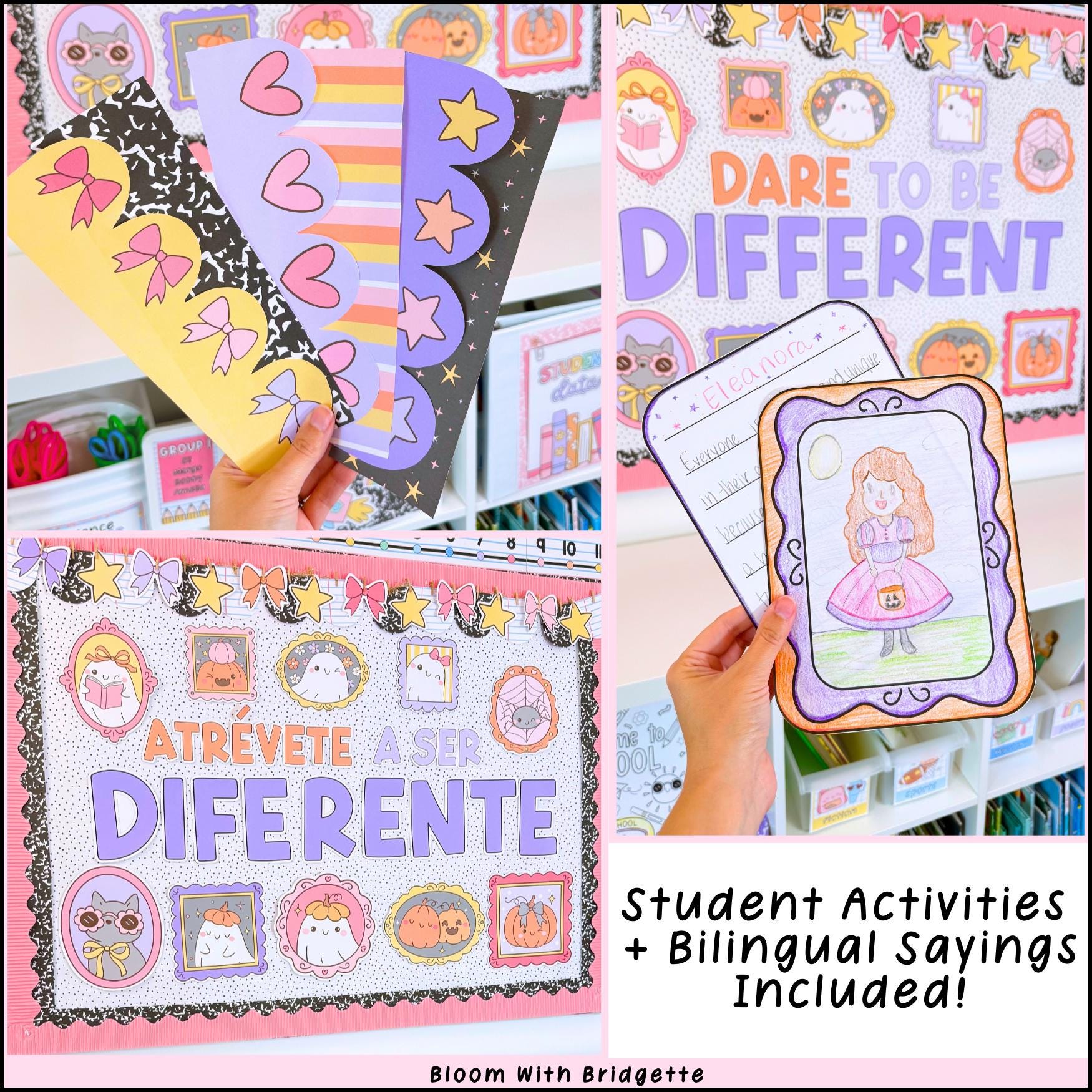 Halloween Bulletin Board, Composition Notebook, Bilingual Halloween ...