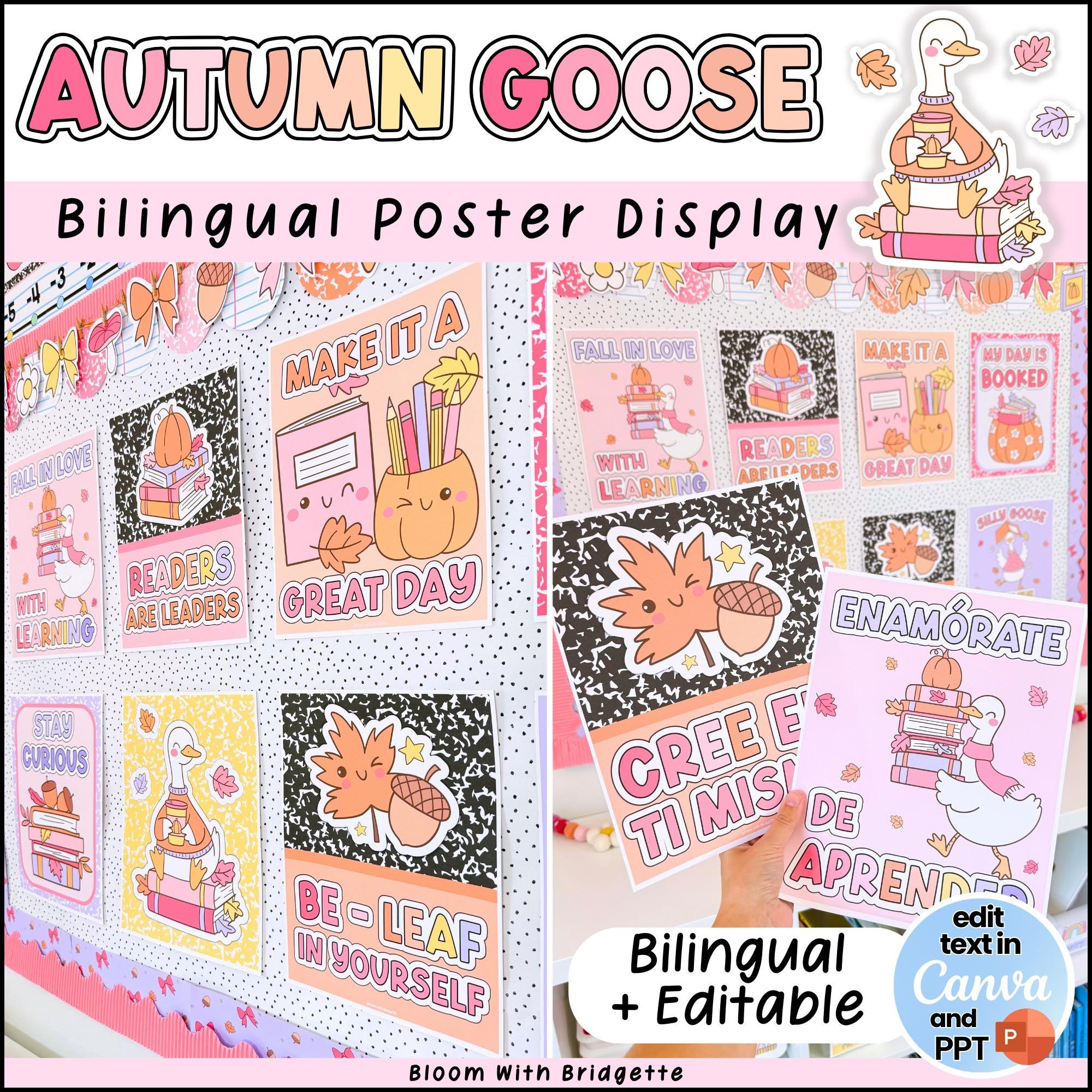 Fall Goose Posters | Bilingual Classroom Decor | Composition Notebook ...