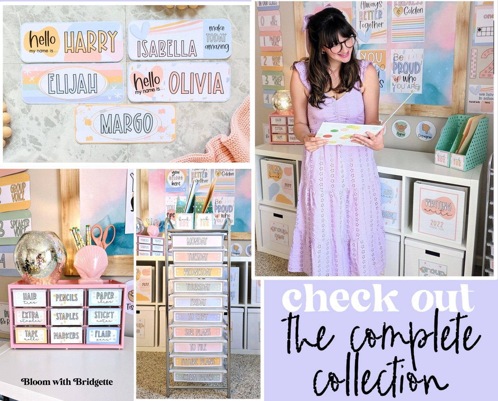 Pastel Rolling Cart Labels, Modern Pastel Classroom Decor, Teacher Cart ...