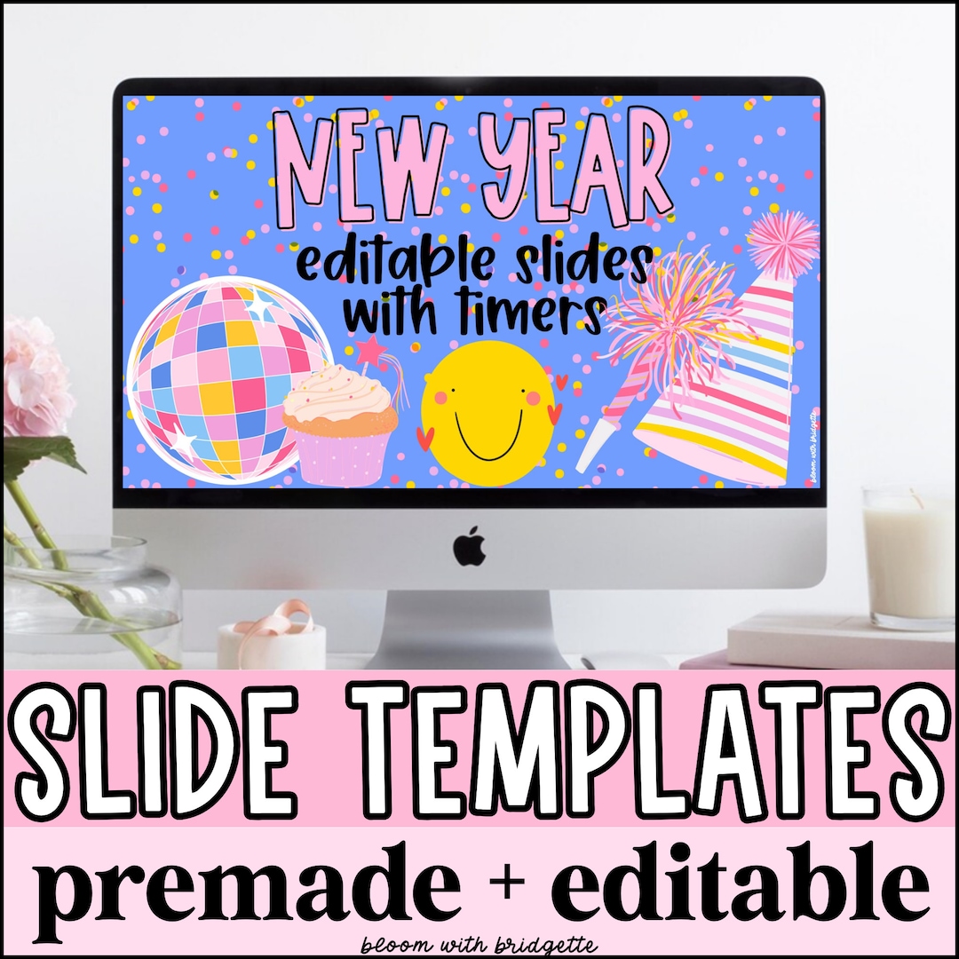 New Year Google Slides and Powerpoint Templates With Timers, EDITABLE ...