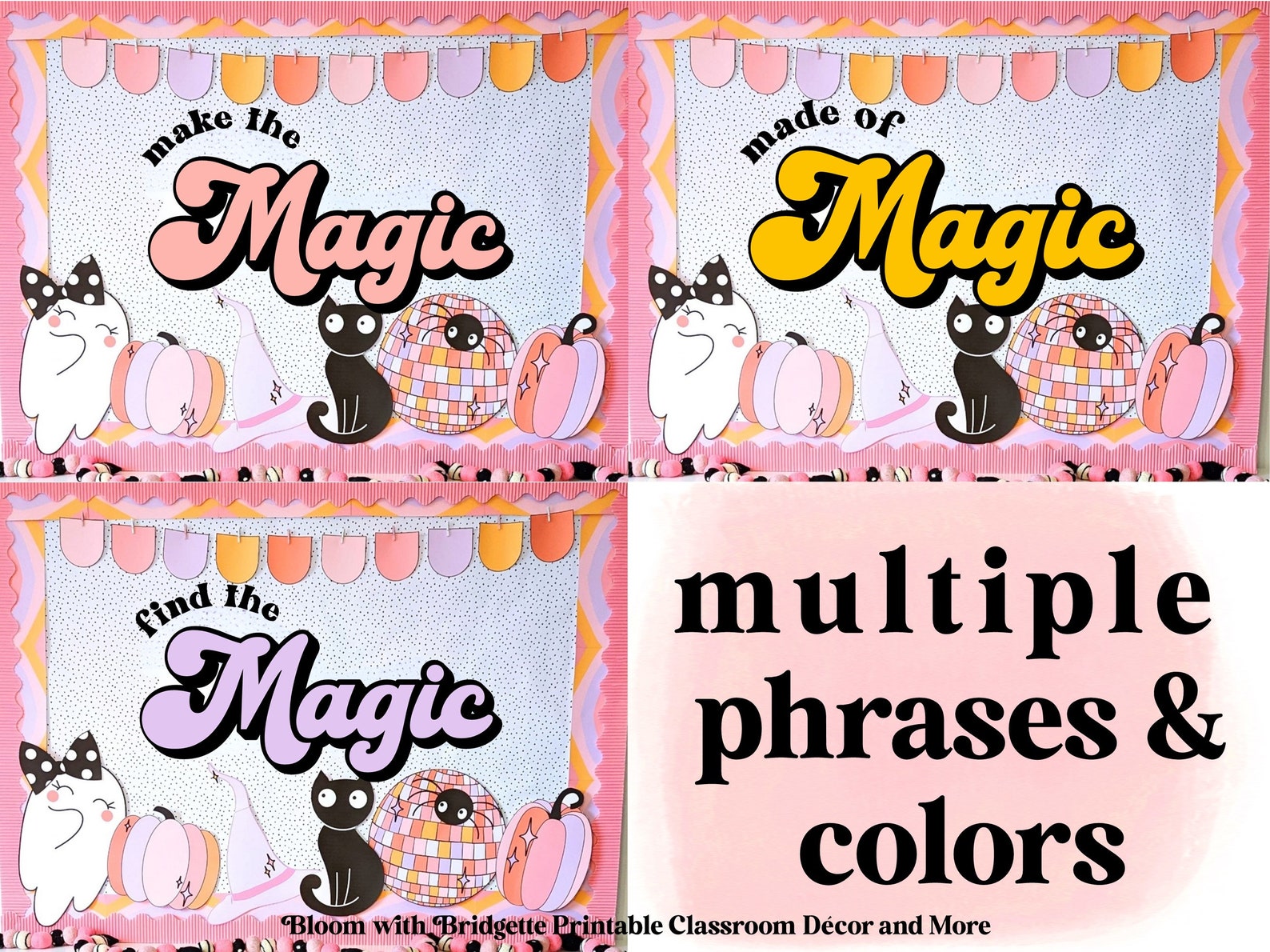 Retro Halloween Bulletin Board Kit and Student Activity, Fall Bulletin ...