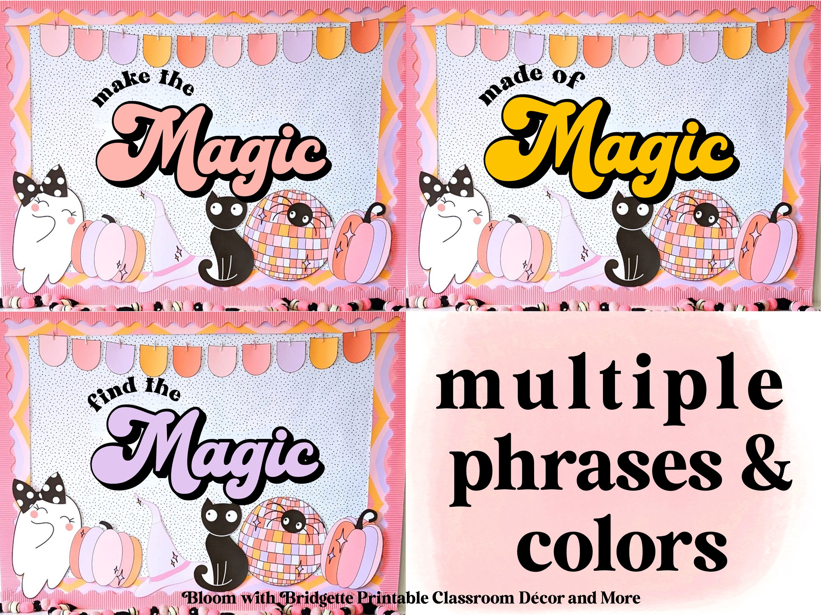 Retro Halloween Bulletin Board Kit and Student Activity, Fall Bulletin ...