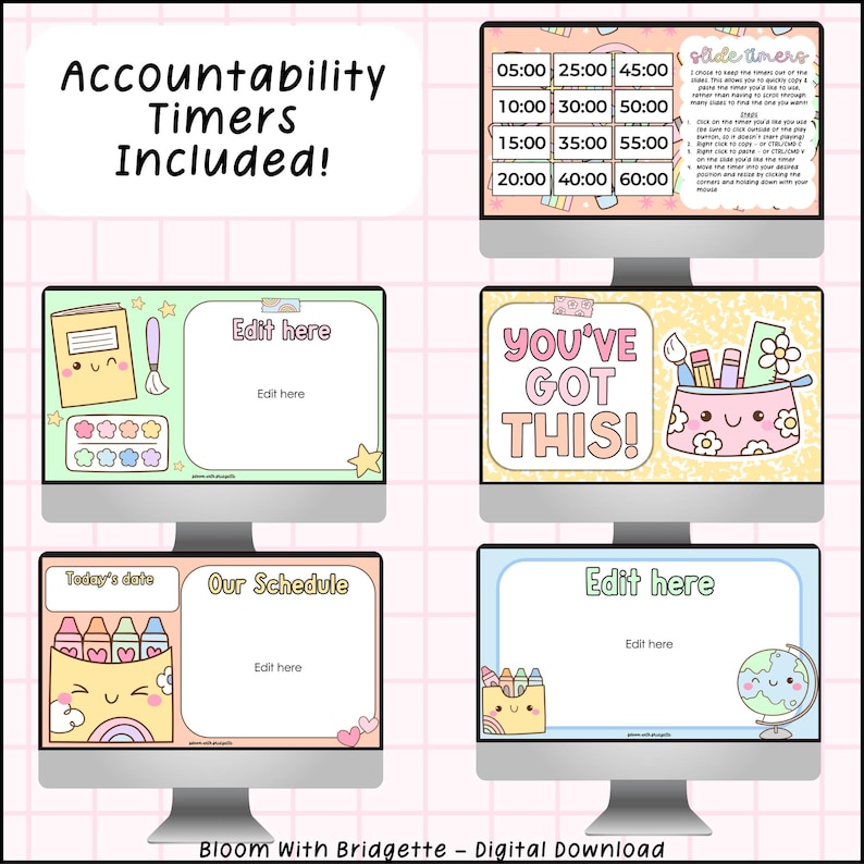Back to School Daily Slides With Timers, Editable Templates for Canva ...