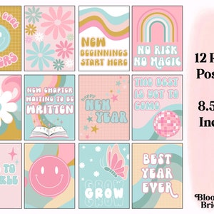 New Year Bulletin Board, Retro New Year Posters, New Year Classroom ...