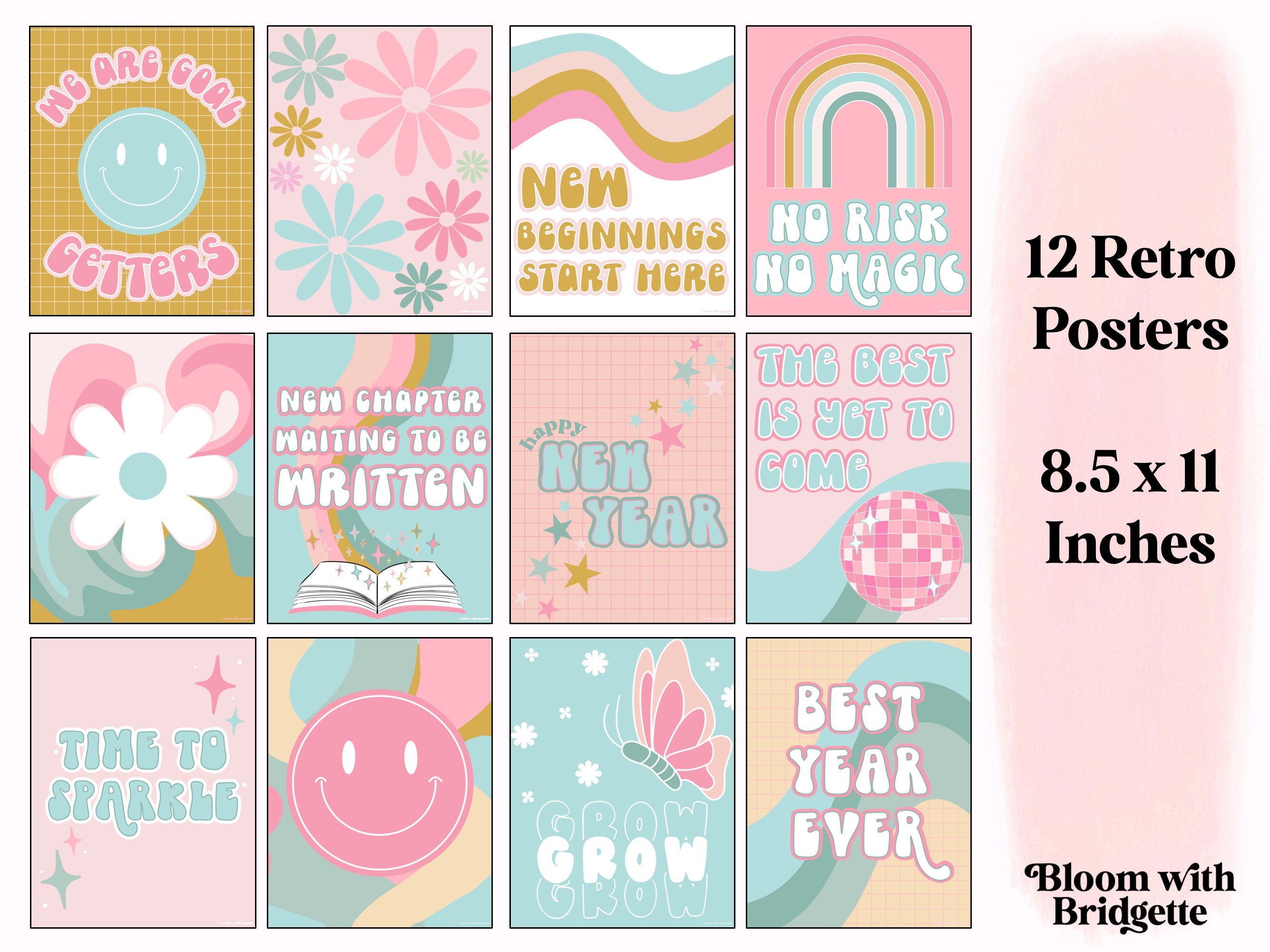 New Year Bulletin Board Retro New Year Posters New Year - Etsy