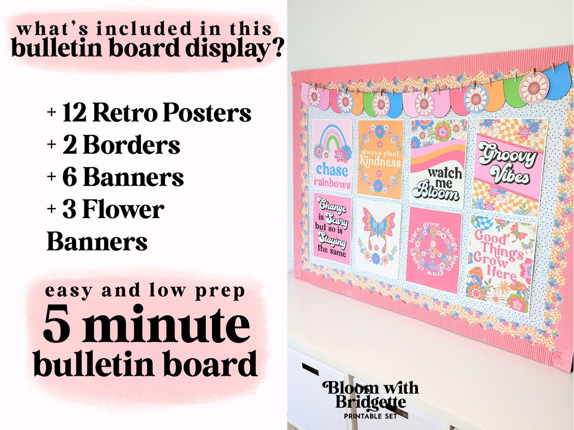 Retro Spring Classroom Posters Easy Bulletin Board Display - Etsy