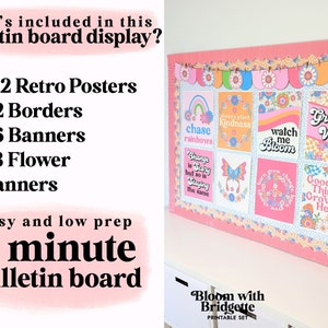 Retro Spring Classroom Posters, Easy Bulletin Board Display, Spring ...