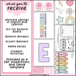 Bilingual Back to School Bulletin Board Kit: Kindness Classroom Decor ...