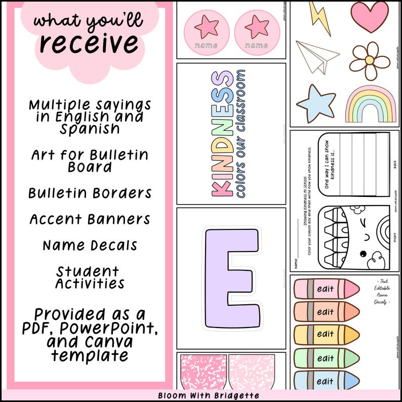 Bilingual Back to School Bulletin Board Kit: Kindness Classroom Decor ...