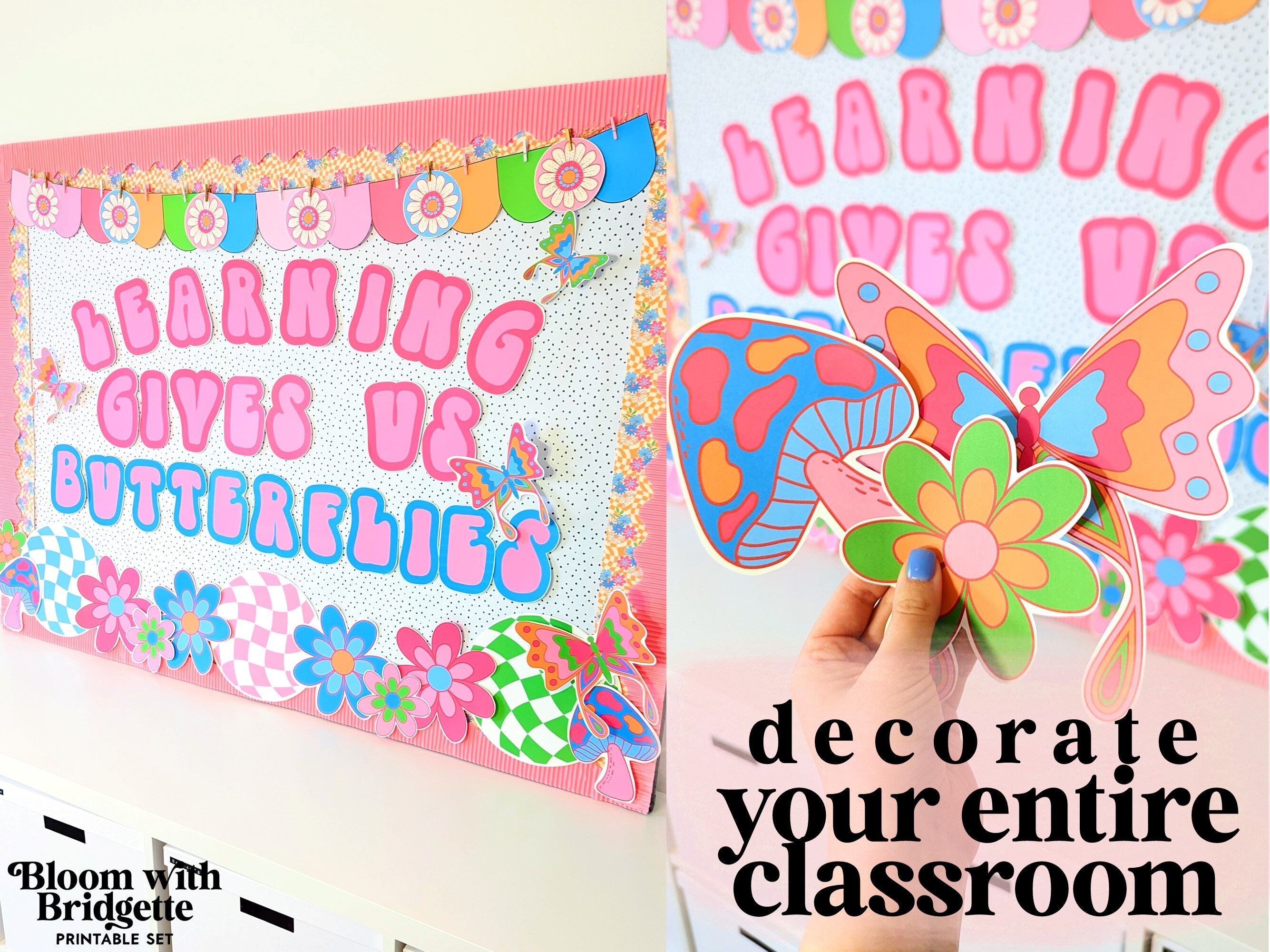 Retro Spring Bulletin Board Kit and Student Activity, Spring Bulletin ...