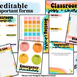 Retro Editable Substitute Binder, Daily Subbing, Maternity Leave Binder ...