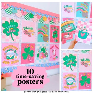 St. Patricks Day Bulletin Board, Editable Retro St. Pattys Day Posters ...