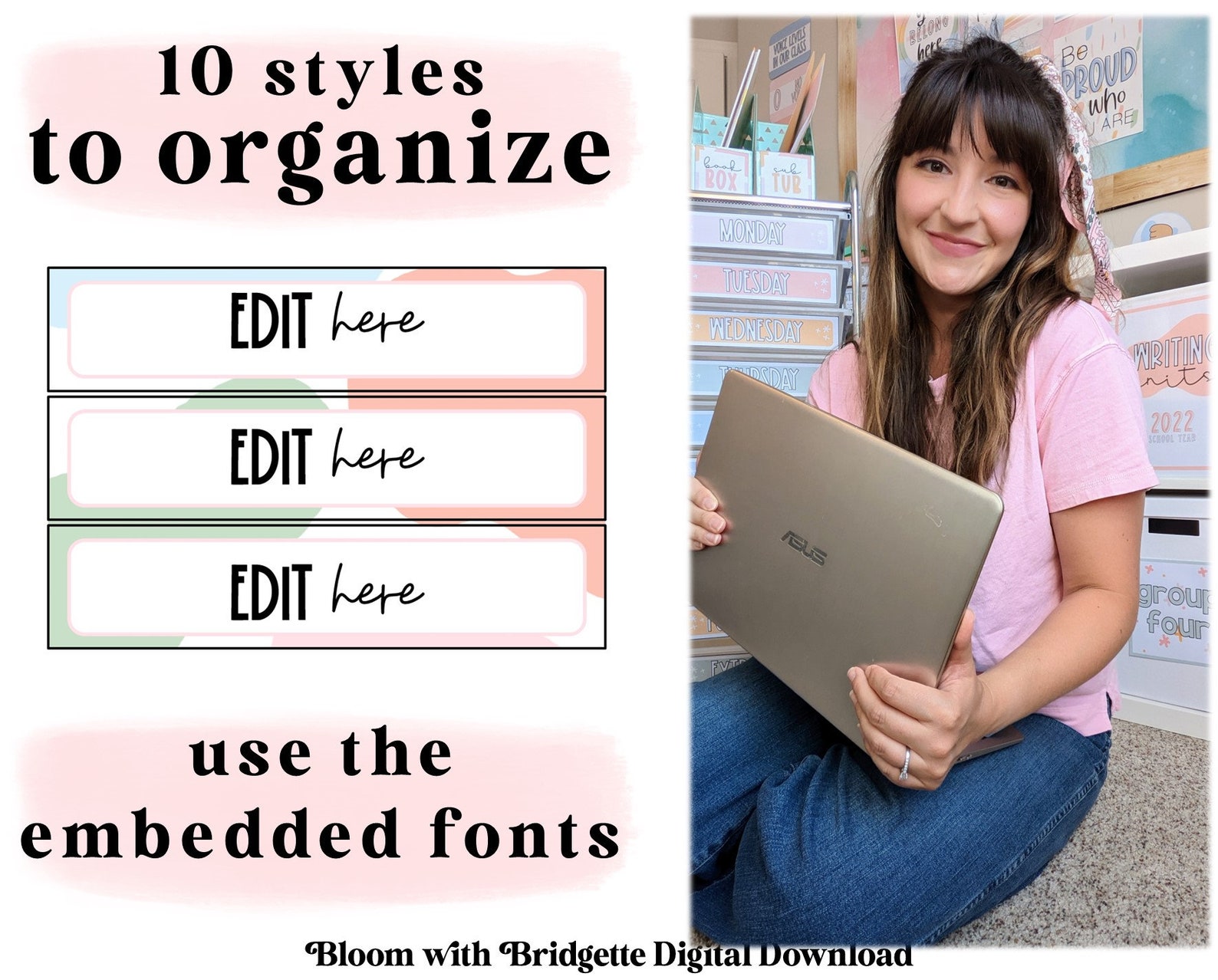 Pastel Rolling Cart Labels, Modern Pastel Classroom Decor, Teacher Cart ...