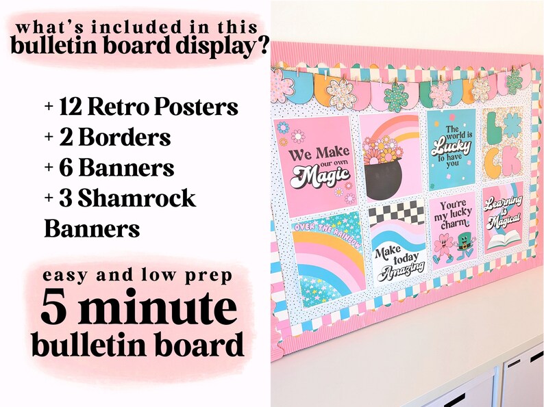 Retro St. Patty's Day Classroom Posters March Bulletin - Etsy