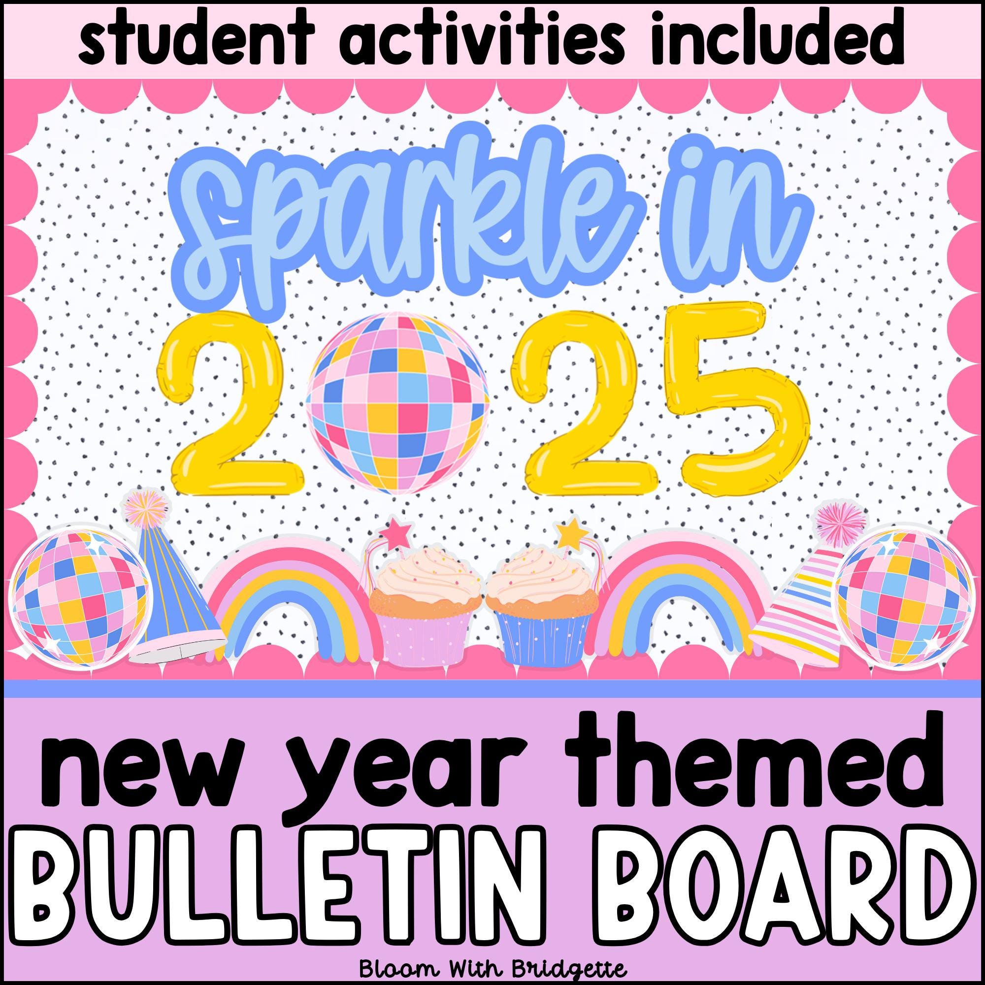 New Year Bulletin Board Kit, Student Activity, Bright Classroom Door ...