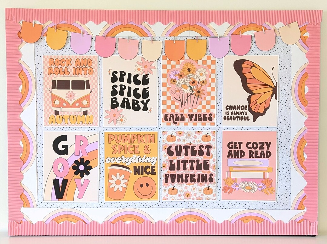 Retro Fall Posters, Fall Bulletin Board Display, Autumn Classroom Door ...