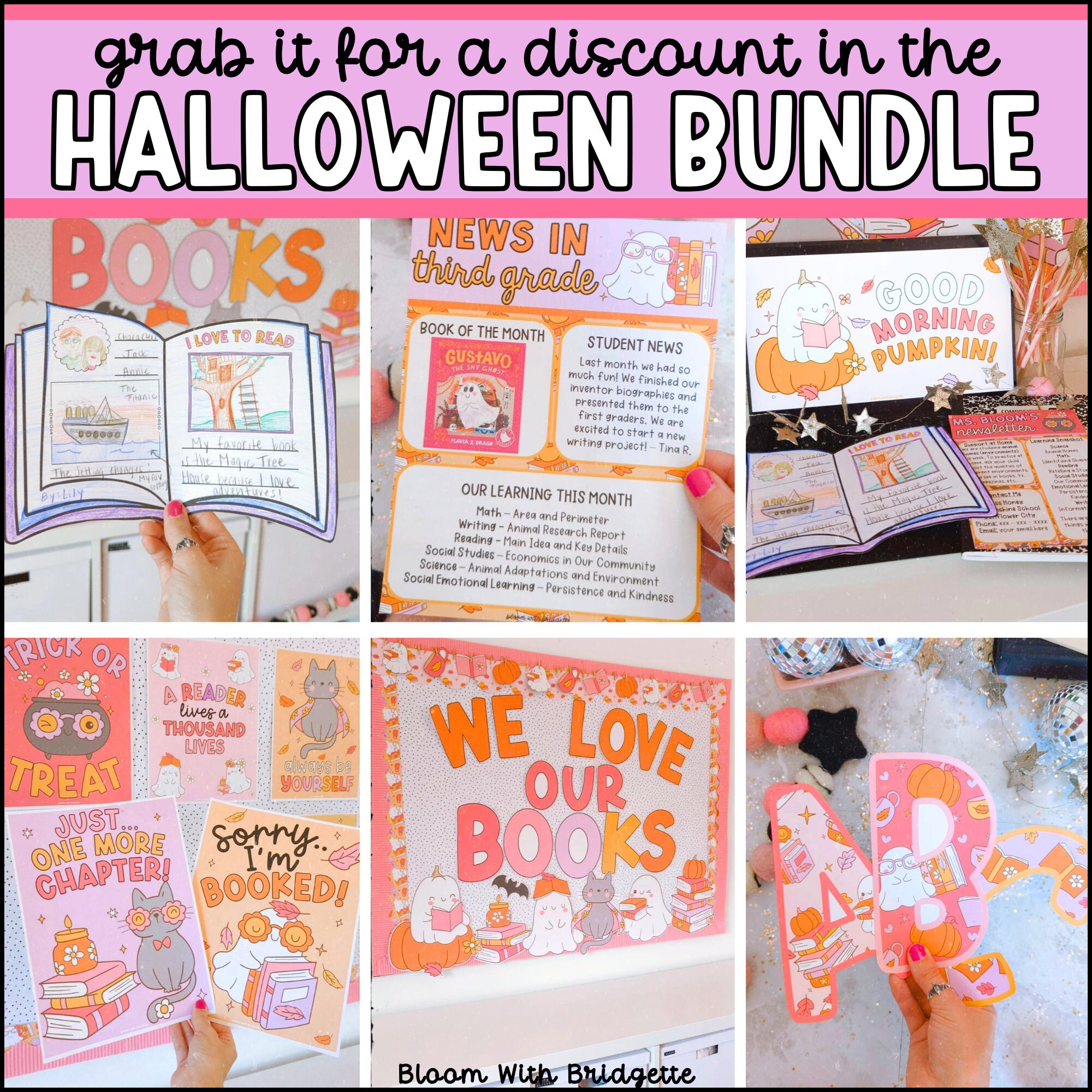 Cute Halloween Classroom Posters, Editable Posters, Bookish Bulletin ...