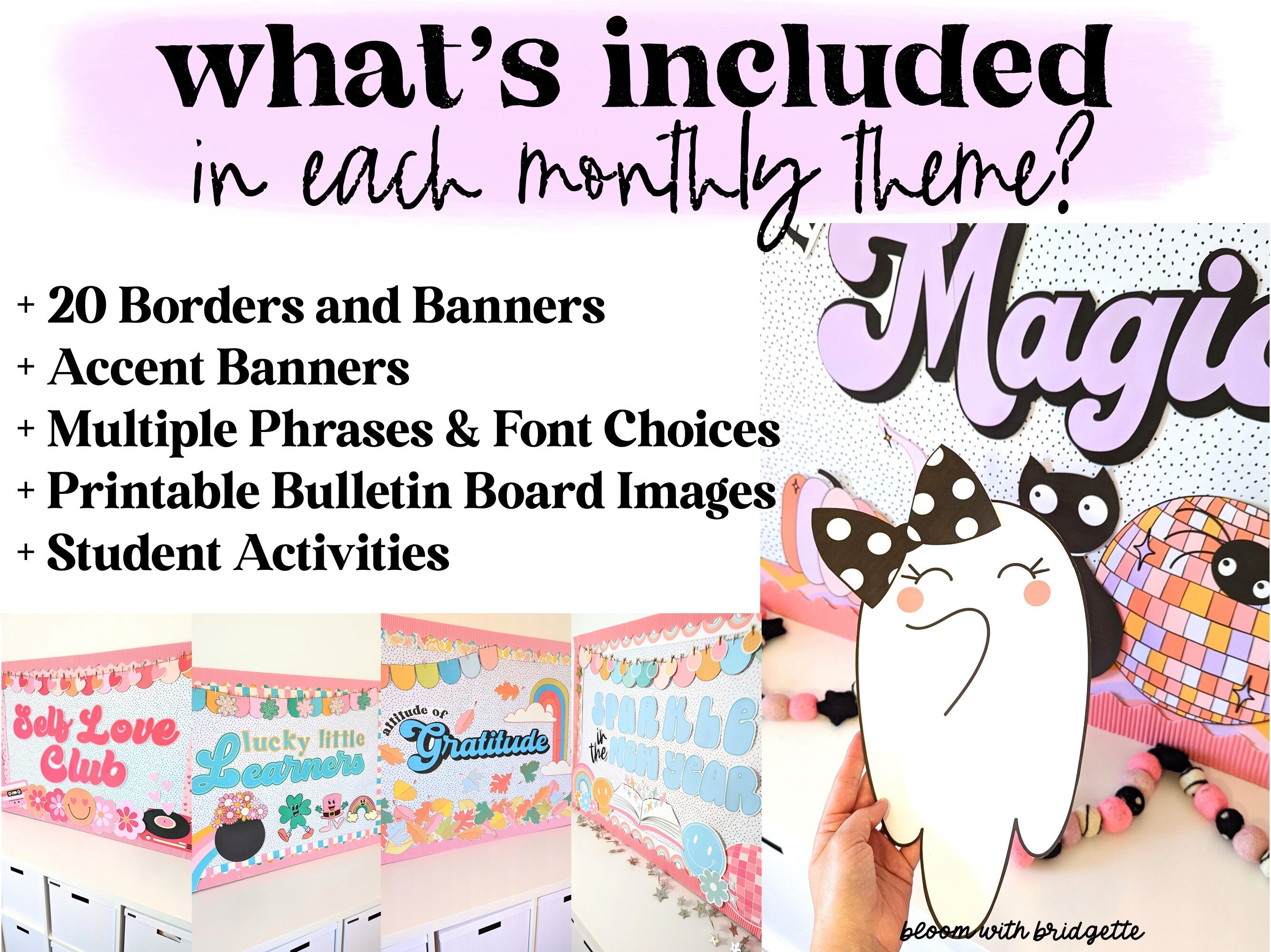 Retro Seasonal Bulletin Board Bundle Seasonal Themed Student - Etsy