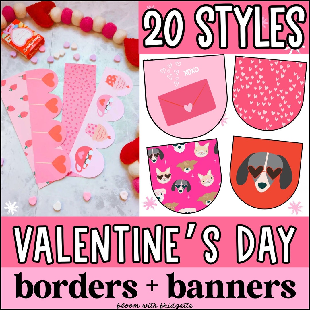 Valentines Day Bulletin Borders and Banners, Printable Winter Classroom ...