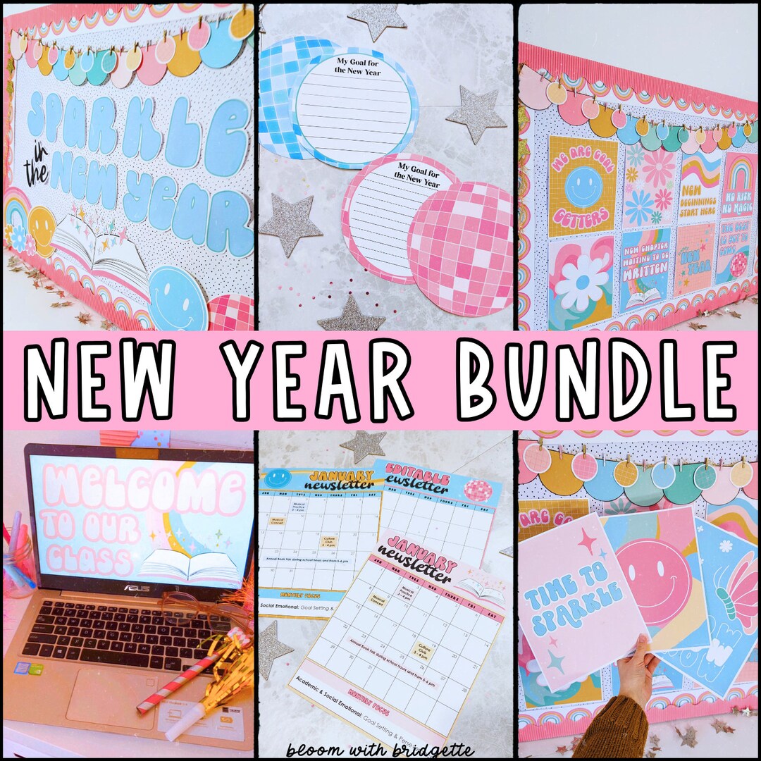 New Year Classroom Decor Bundle, New Year Bulletin Board, Slide ...
