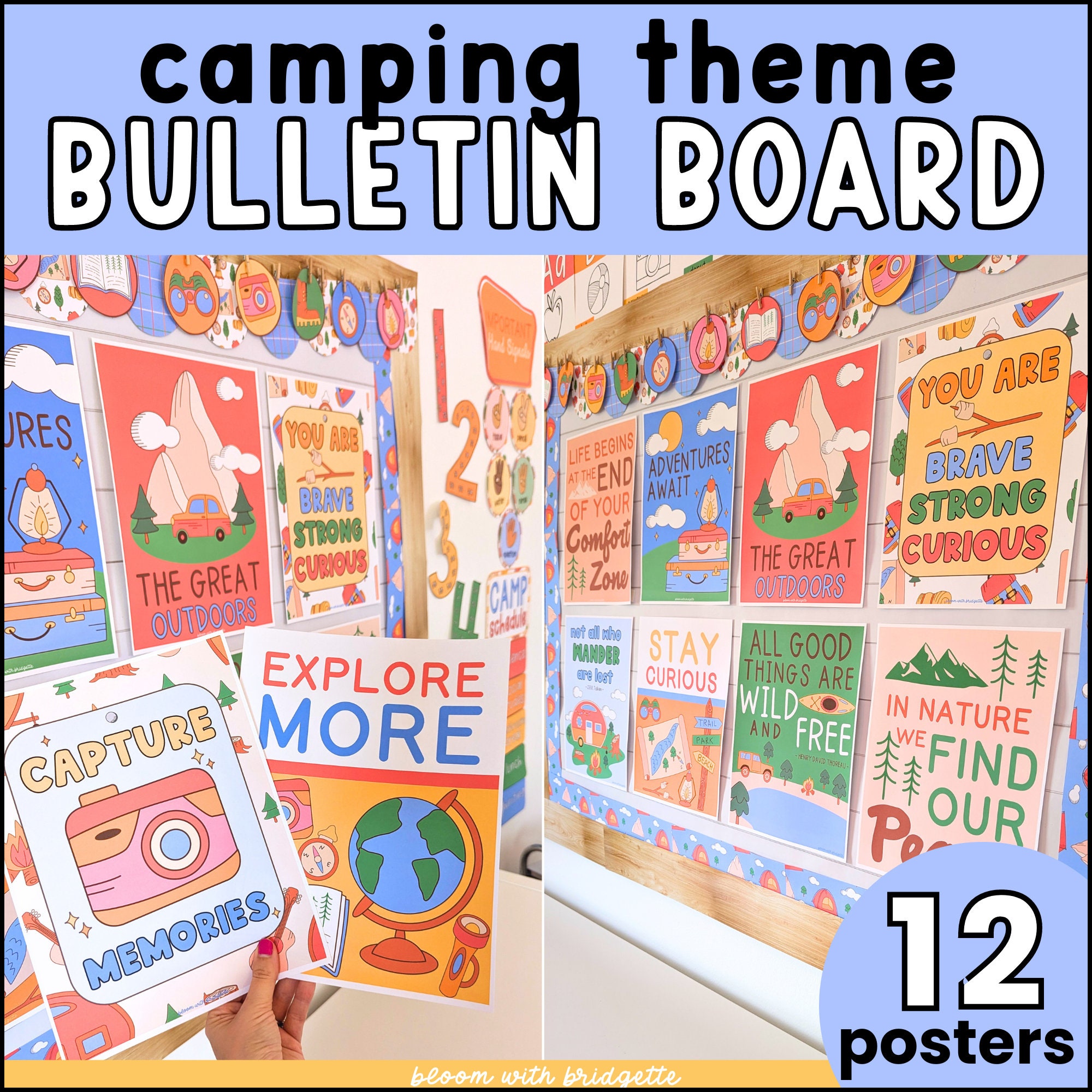 Camping Classroom Poster Display, Colorful Classroom Decorations, Text ...