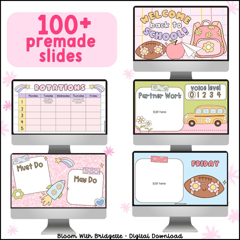 Back to School Classroom Slides, Editable Slide Template, Daily Slides ...