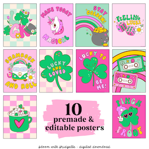 St. Patricks Day Bulletin Board, Editable Retro St. Pattys Day Posters ...