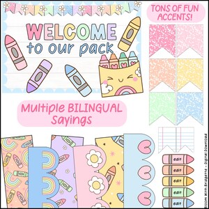 Colorful Back to School Classroom Decor Bundle, Bilingual Bulletin ...