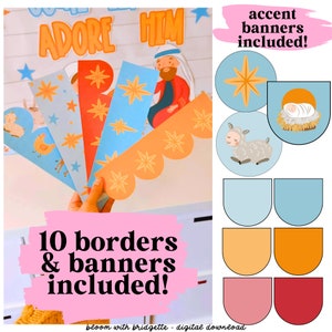 Nativity Bulletin Board, Christmas Classroom Decor, Holiday Door Decor ...