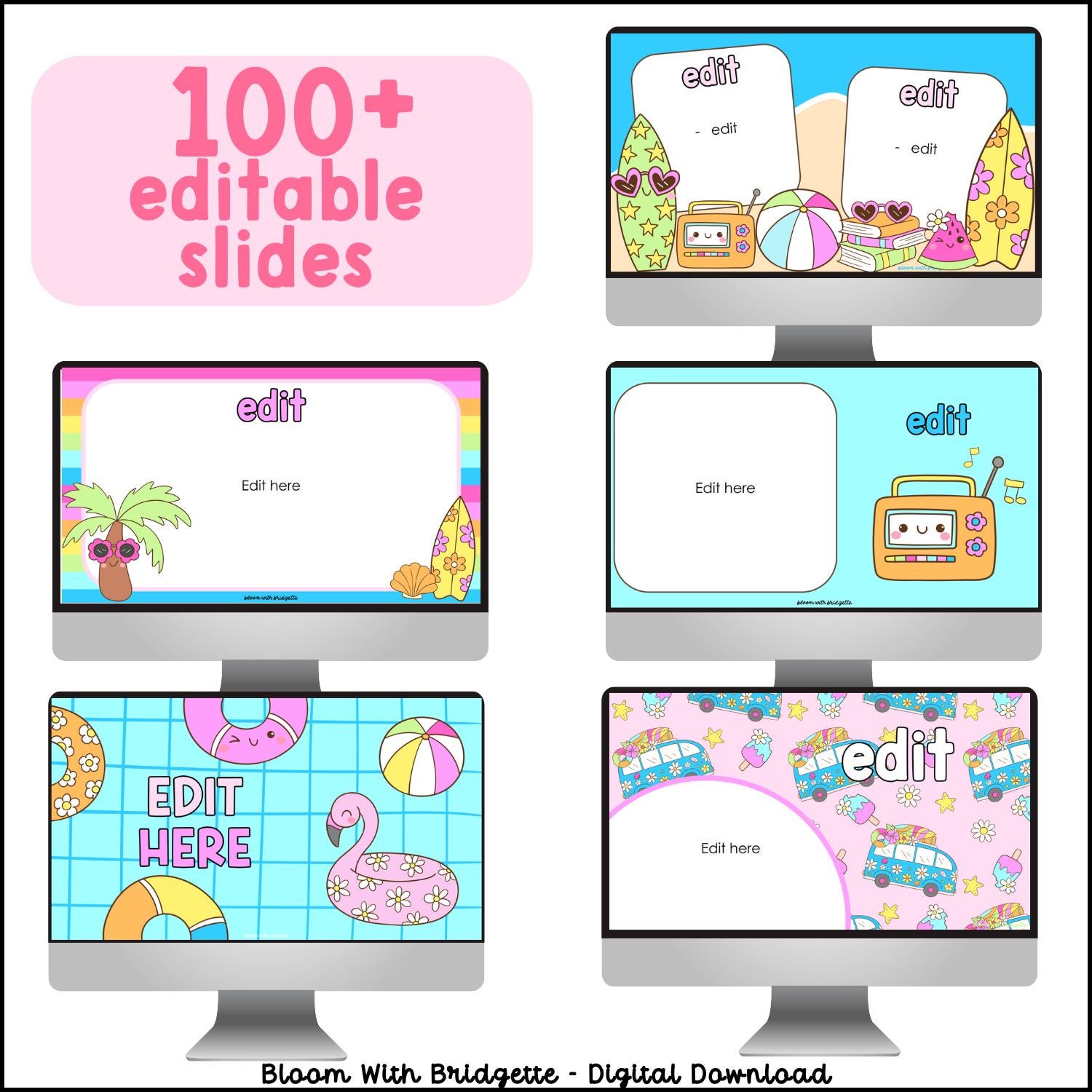 Summer Classroom Slides, Editable Slide Template, Daily Slides, Agenda ...