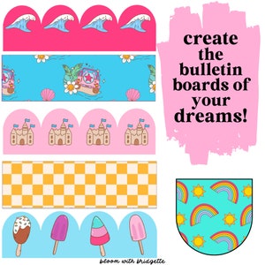 Retro Summer Bulletin Borders and Banners, Printable Summer Classroom ...