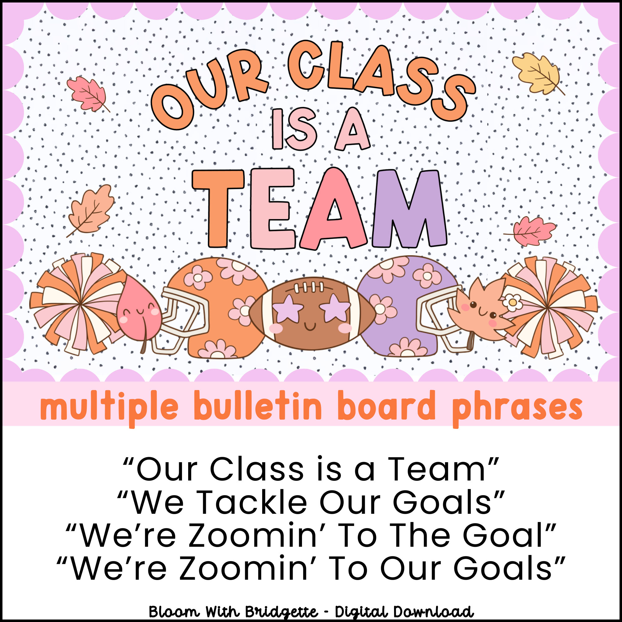 Fall Football Bulletin Board, Classroom Decor, Bulletin Board, Goal ...