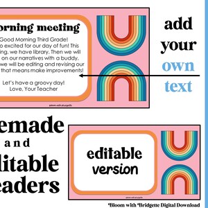 Retro Rainbow Editable Slide Templates, Editable Classroom Decor ...
