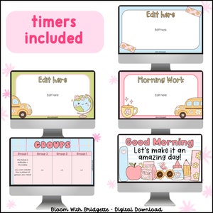 Back to School Classroom Slides, Editable Slide Template, Daily Slides ...