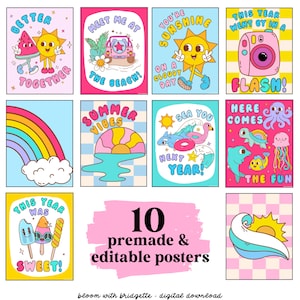 Retro Summer Classroom Posters, Editable Posters, June Bulletin Board ...