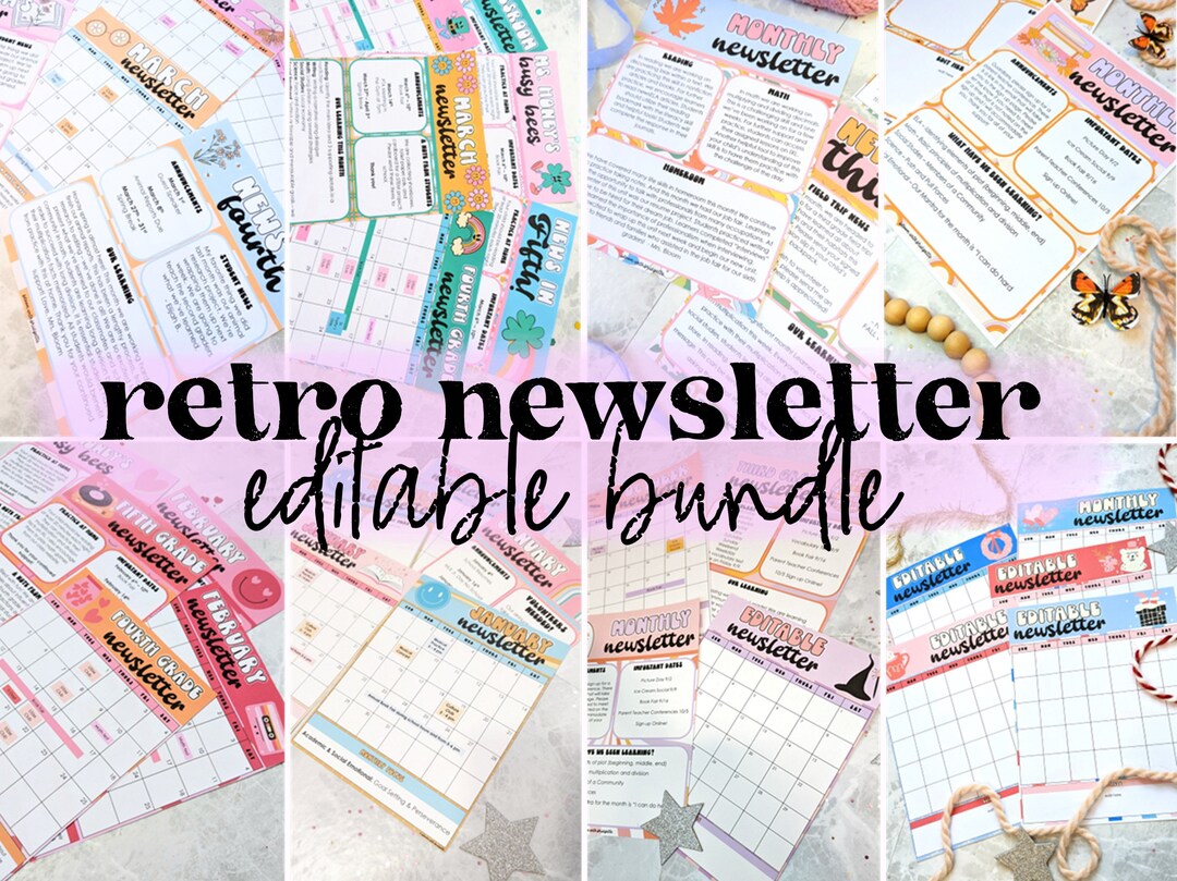 Retro Seasonal Classroom Newsletter Templates, Holiday Newsletter ...