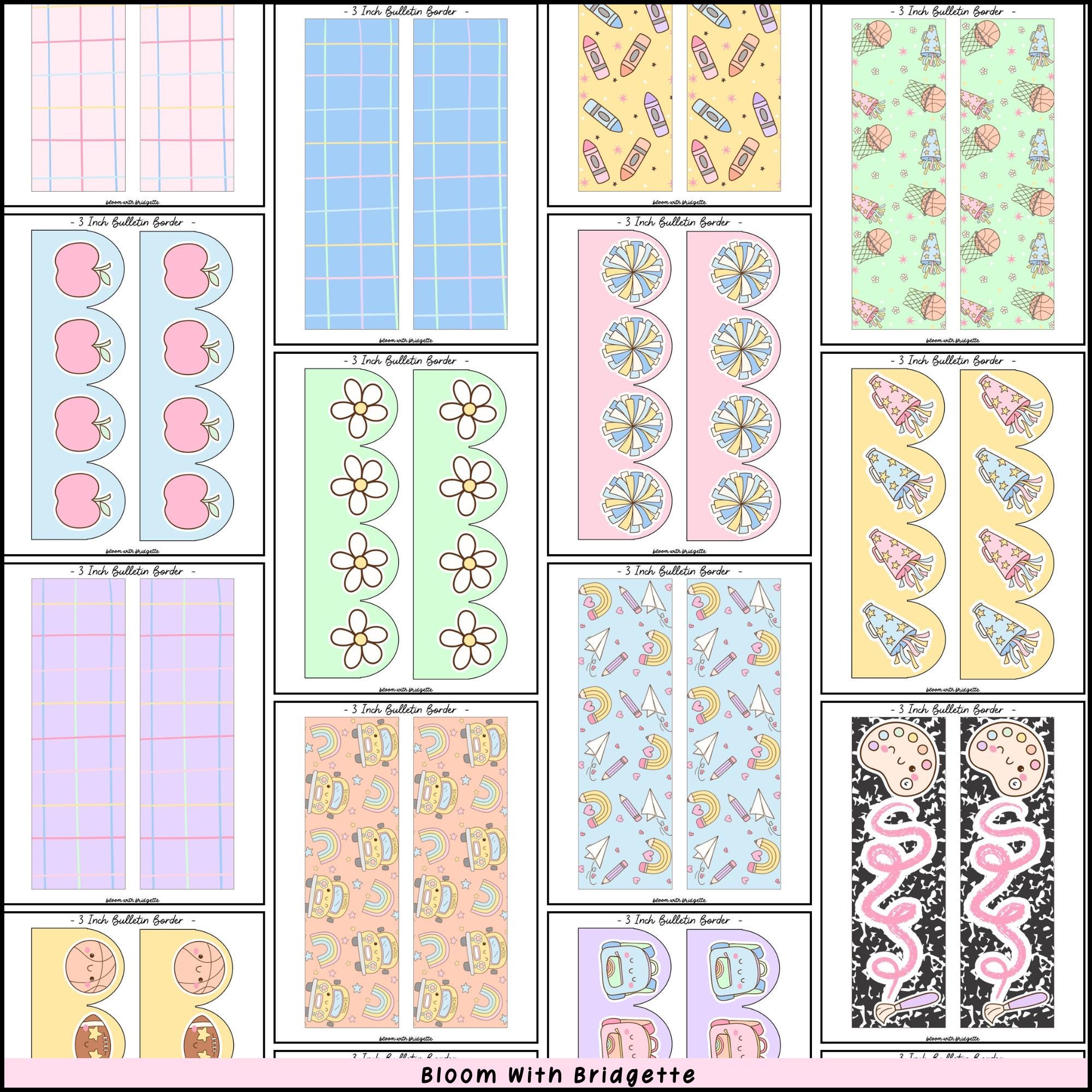 Bulletin Board Borders, Composition Notebook Classroom Decor, Pastel ...