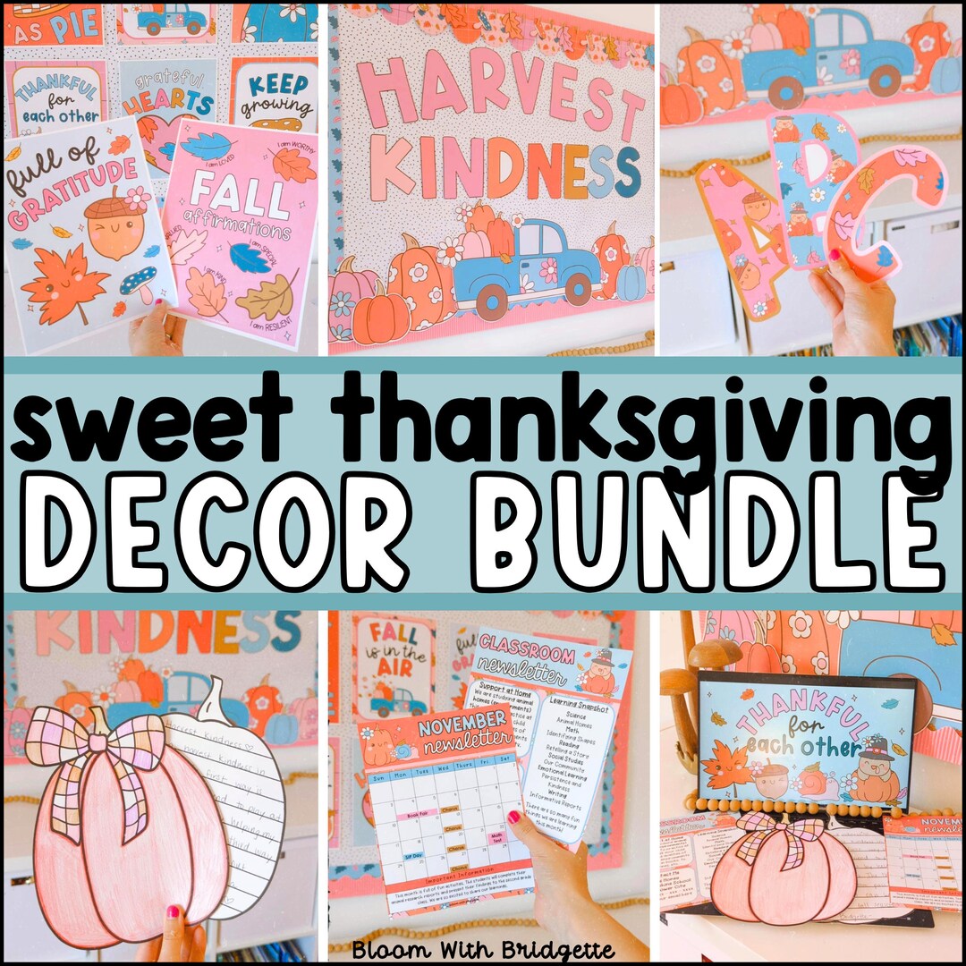 Thanksgiving Classroom Decor Bundle, Bulletin Board, Classroom Slides ...