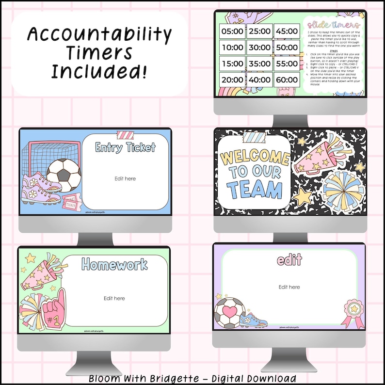 Sports Classroom Slides With Timers: Editable Templates (canva, Google ...