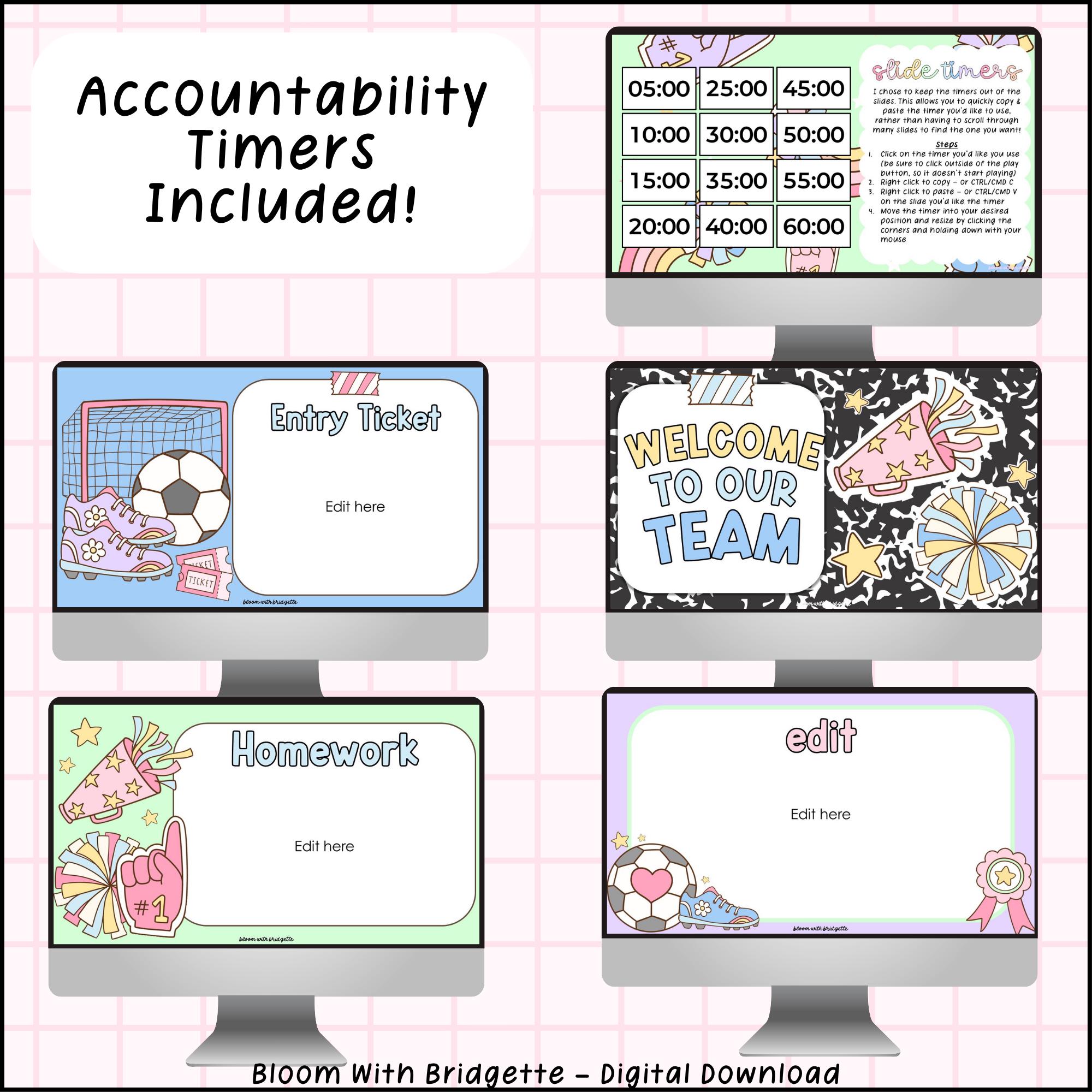 Sports Classroom Slides With Timers: Editable Templates (canva, Google ...