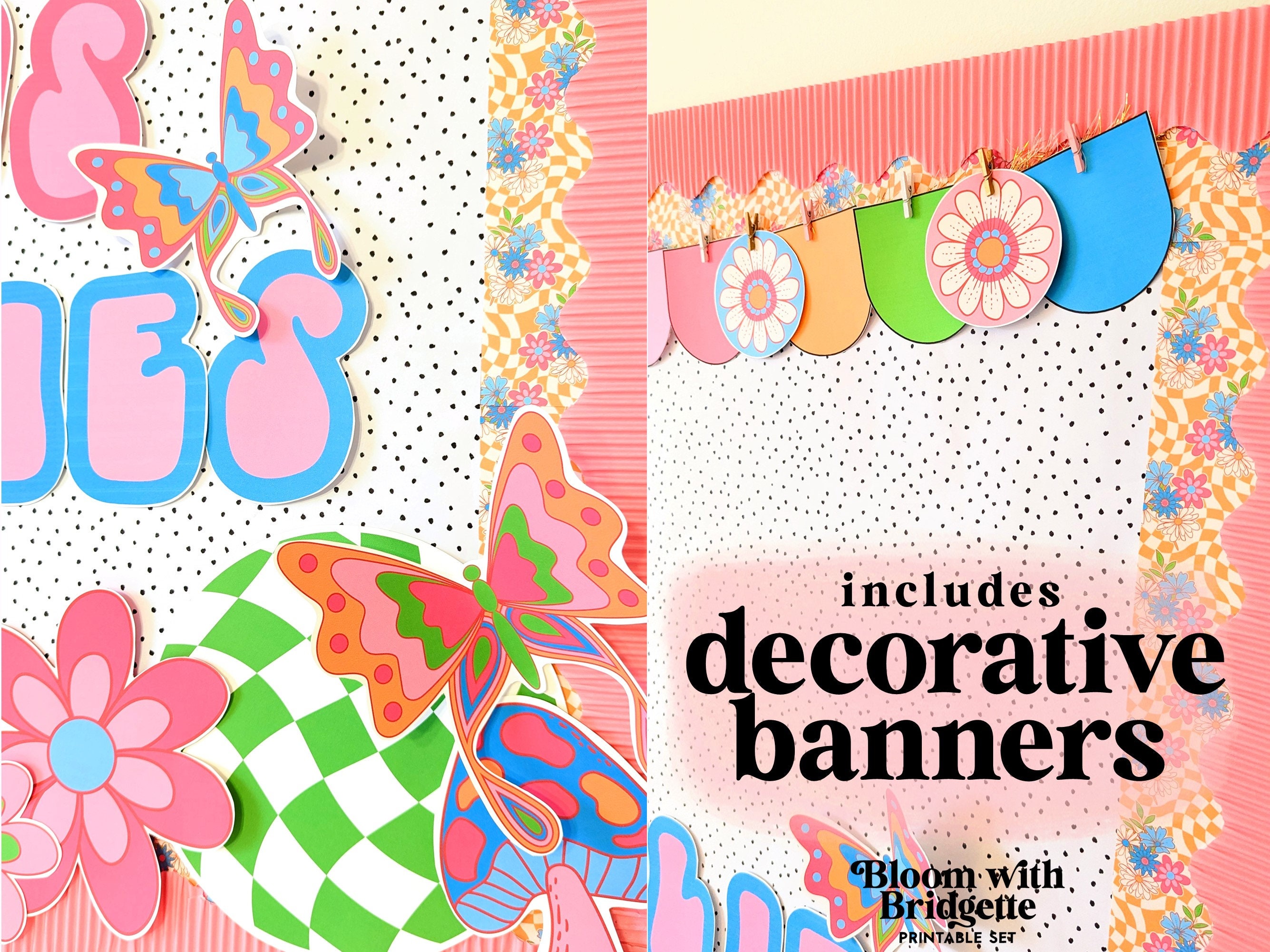 Retro Spring Bulletin Board Kit and Student Activity, Spring Bulletin ...