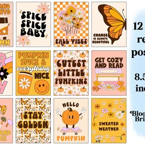 Retro Fall Posters, Fall Bulletin Board Display, Autumn Classroom Door ...